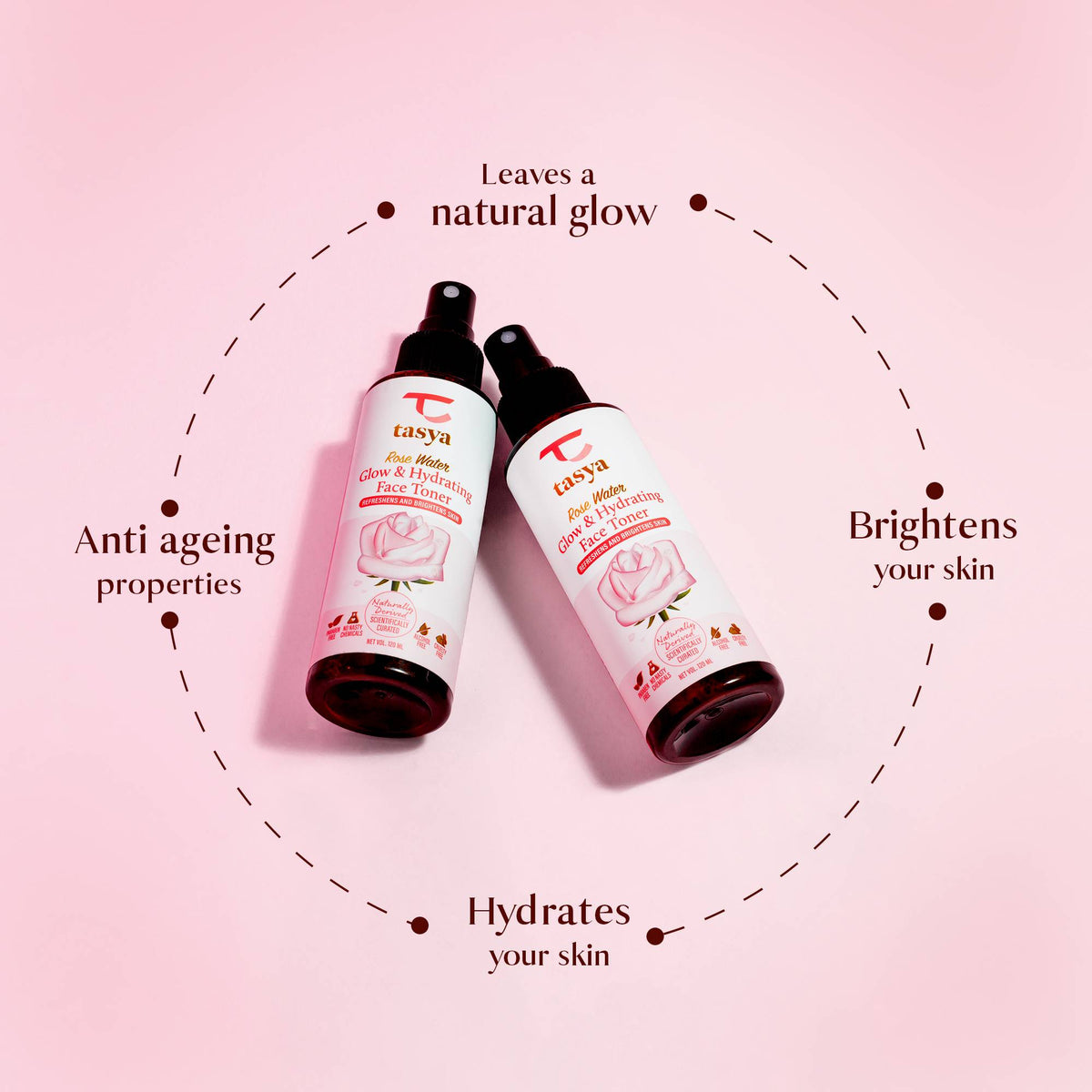 Tasya Hyaluronic Acid Rose Water Glow & Hydrating Toner I Lactic Acid ...