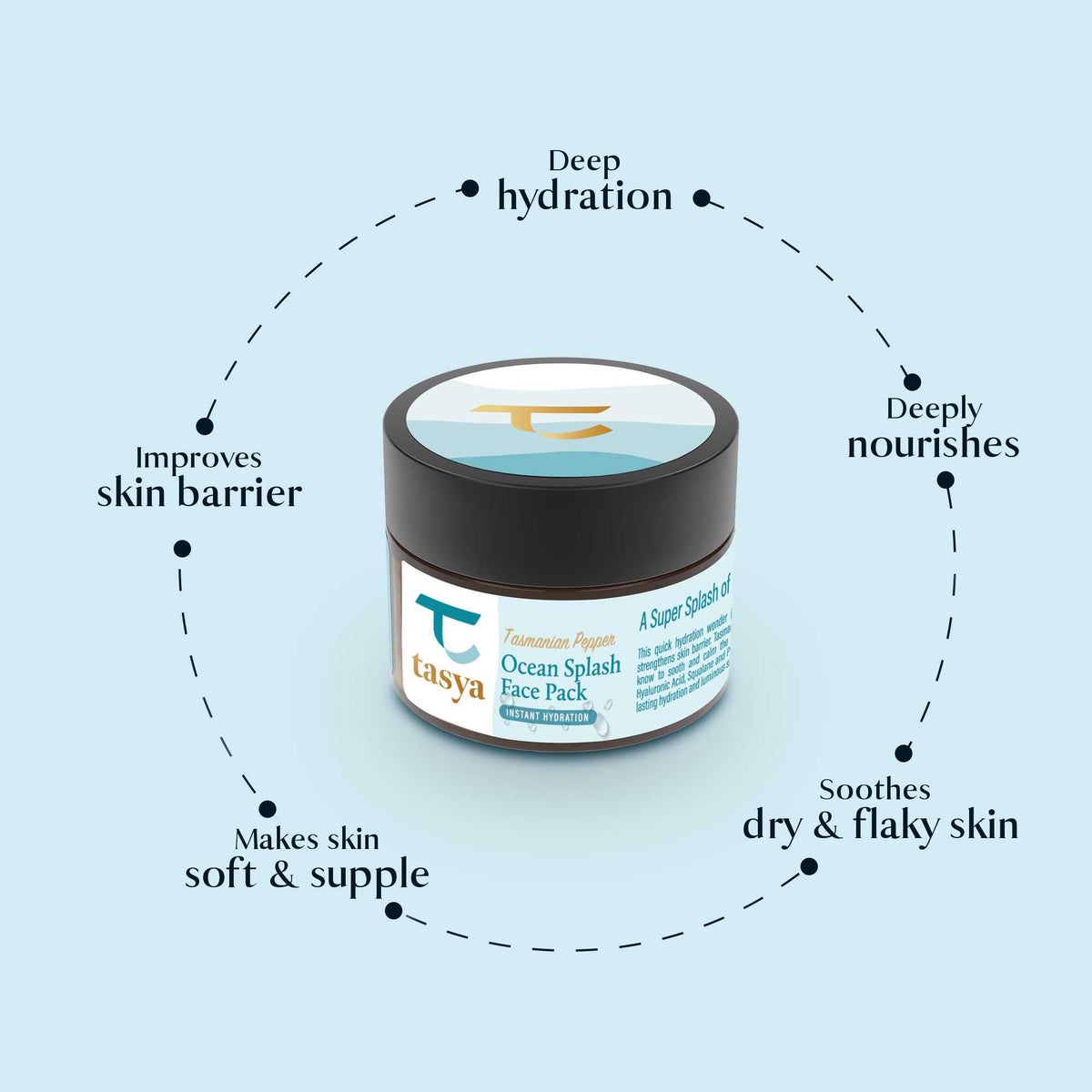 Tasya Tasmanian Pepper Ocean Splash Face Pack | Instant Hydration | Tasya
